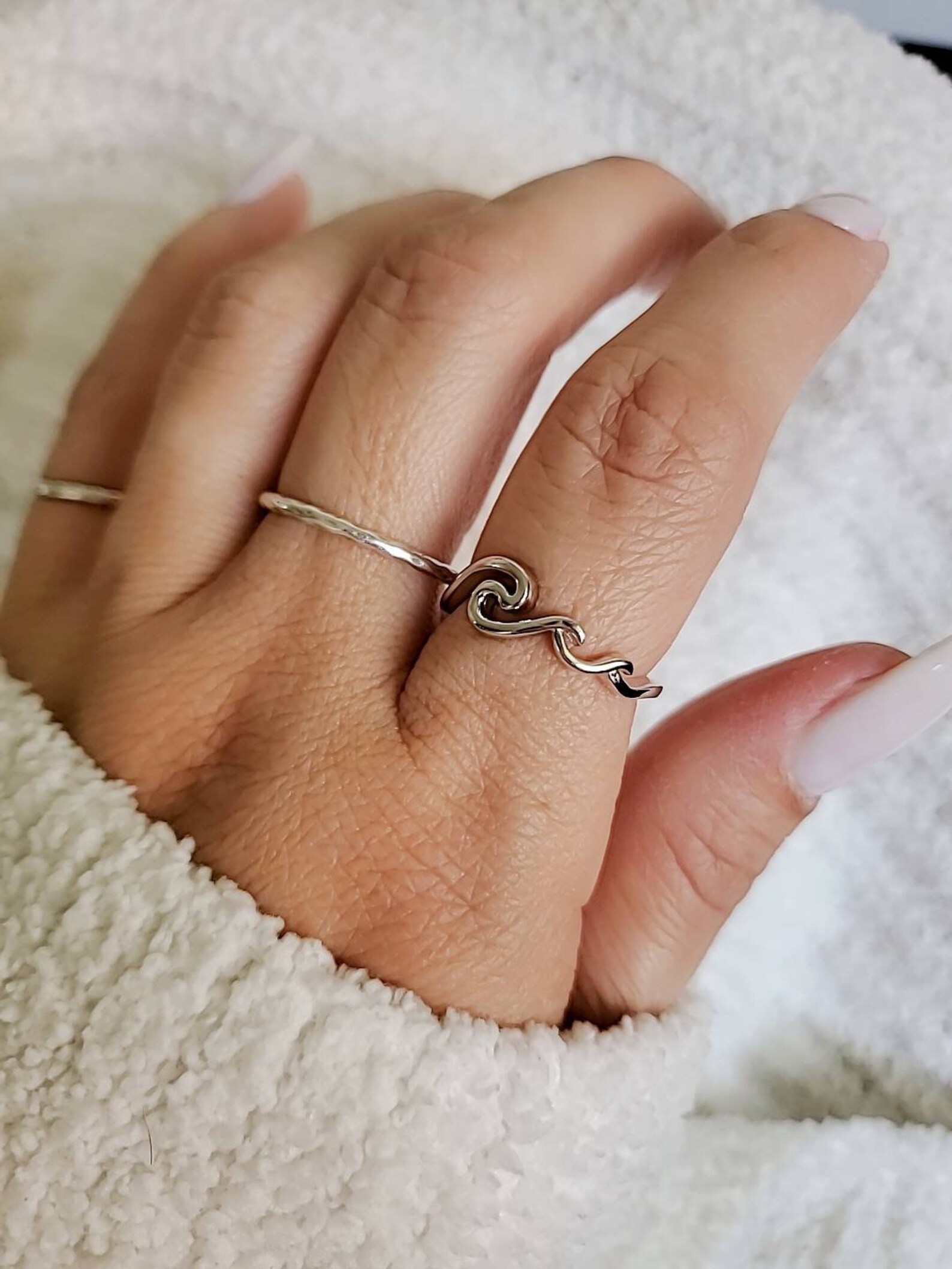 Sterling Silver Waves Ring, Rolling Wave Ring, Beach Wave Ring, Ocean Tide Ring, 925 Stamped ...