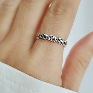 Sterling Silver Elephant Ring, Thumb Dainty Band, Statement Elephants ...