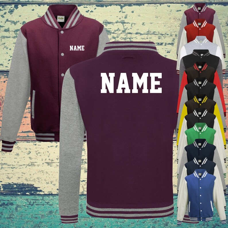 College Jacket With Custom Print on the Front and Back With Name ...