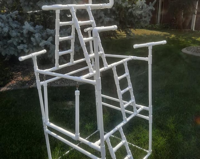 Larger to Floor" Bird Floor Perch \ Stand in 3/4" PVC Parrots\macaw Gym ...