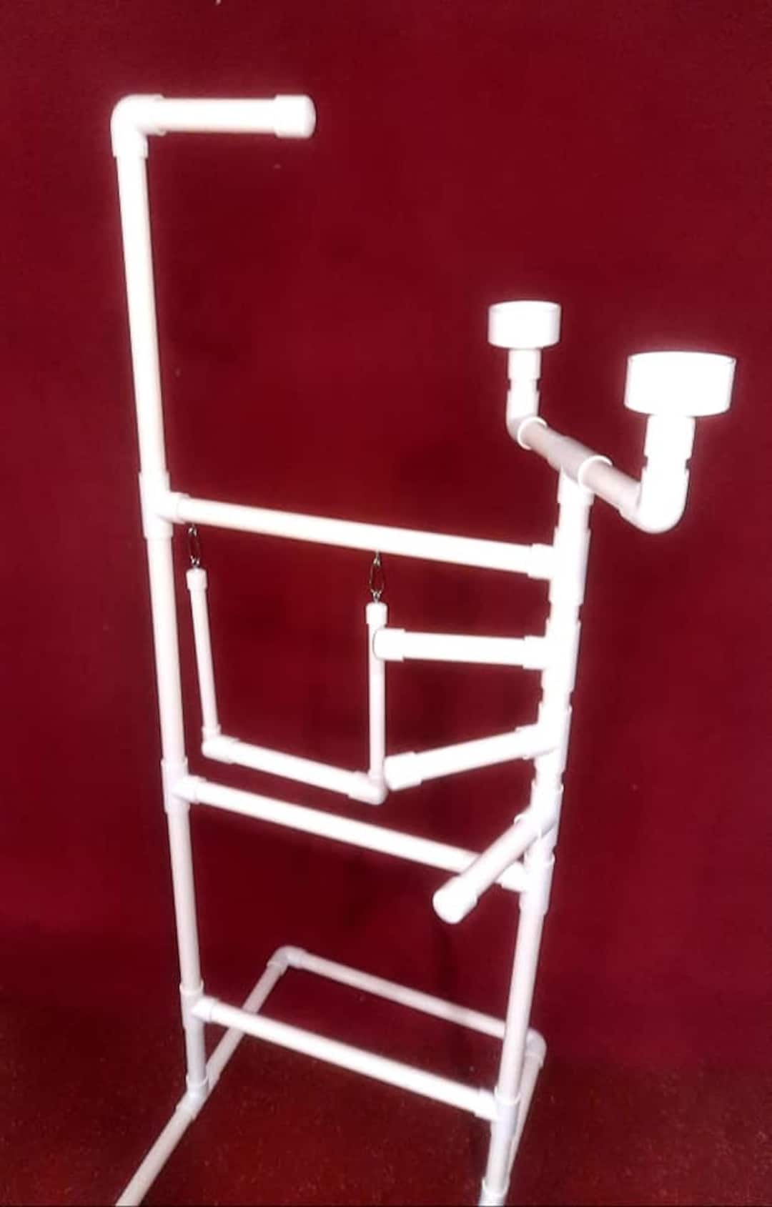 1" PVC Parrot Play Stand Textured Large Bird FLOOR PERCH ** With Swing ...