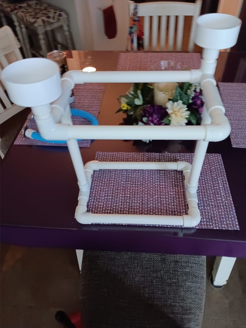 The "breakfast Bar" Table Top \ Portable Perch W 2 Cups, Sml, Med,lge ...