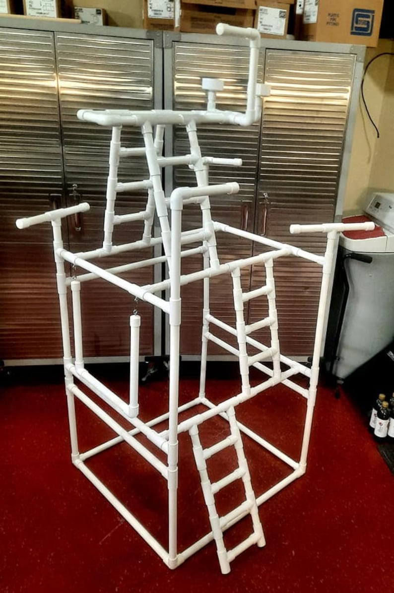 Larger to Floor" Bird Floor Perch \ Stand in 3/4" PVC Parrots\macaw Gym ...