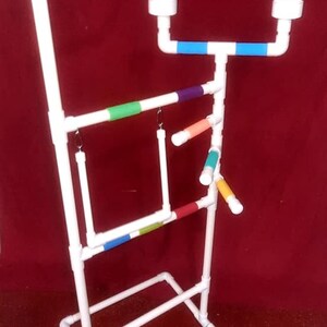 1" PVC Parrot Play Stand Textured Large Bird FLOOR PERCH ** With Swing ...