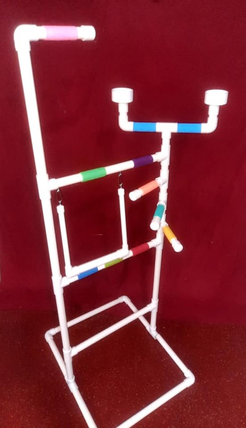 1" PVC Parrot Play Stand Textured Large Bird FLOOR PERCH ** With Swing ...