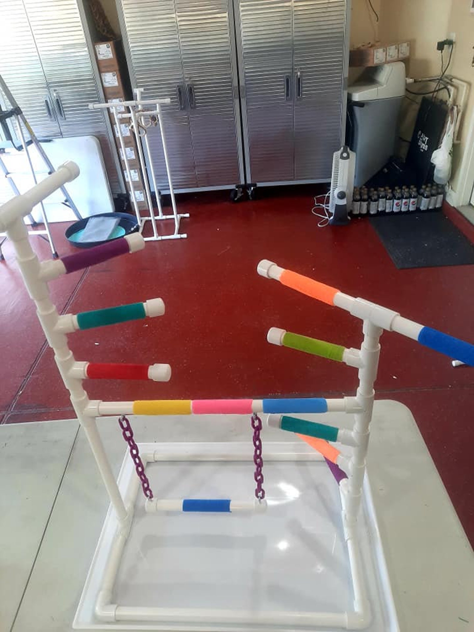 1/2" PVC Parrot Perch Fun Gym\stand With Steps, Pan and Swing! **FREE ...