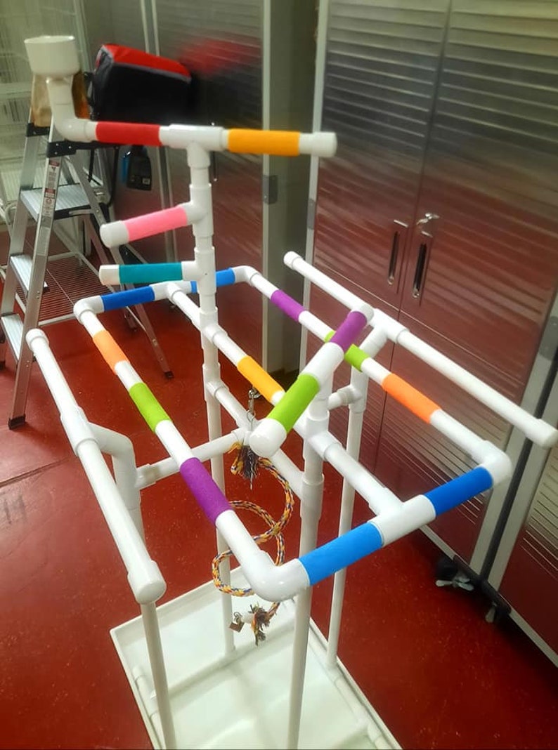 Deluxe Parrot Fun and Play! Pvc FLOOR Perch or Table Top Gym #16c,16b ...
