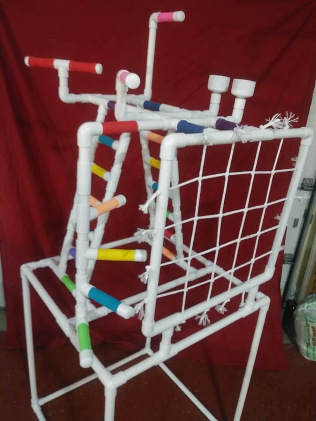 PVC Parrot Play Stand - Our Larger COMBO Play Gym Floor Perch **free ...