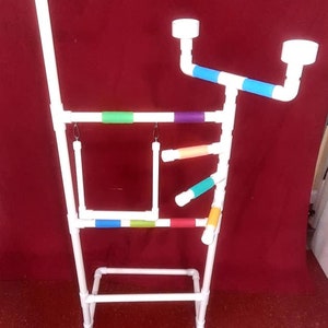 1" PVC Parrot Play Stand Textured Large Bird FLOOR PERCH ** With Swing ...