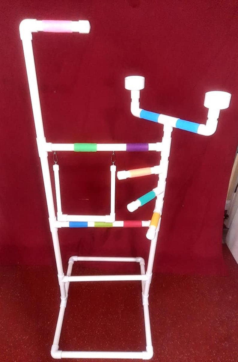 1" PVC Parrot Play Stand Textured Large Bird FLOOR PERCH ** With Swing ...