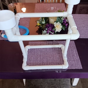 The "breakfast Bar" Table Top \ Portable Perch W 2 Cups, Sml, Med,lge ...