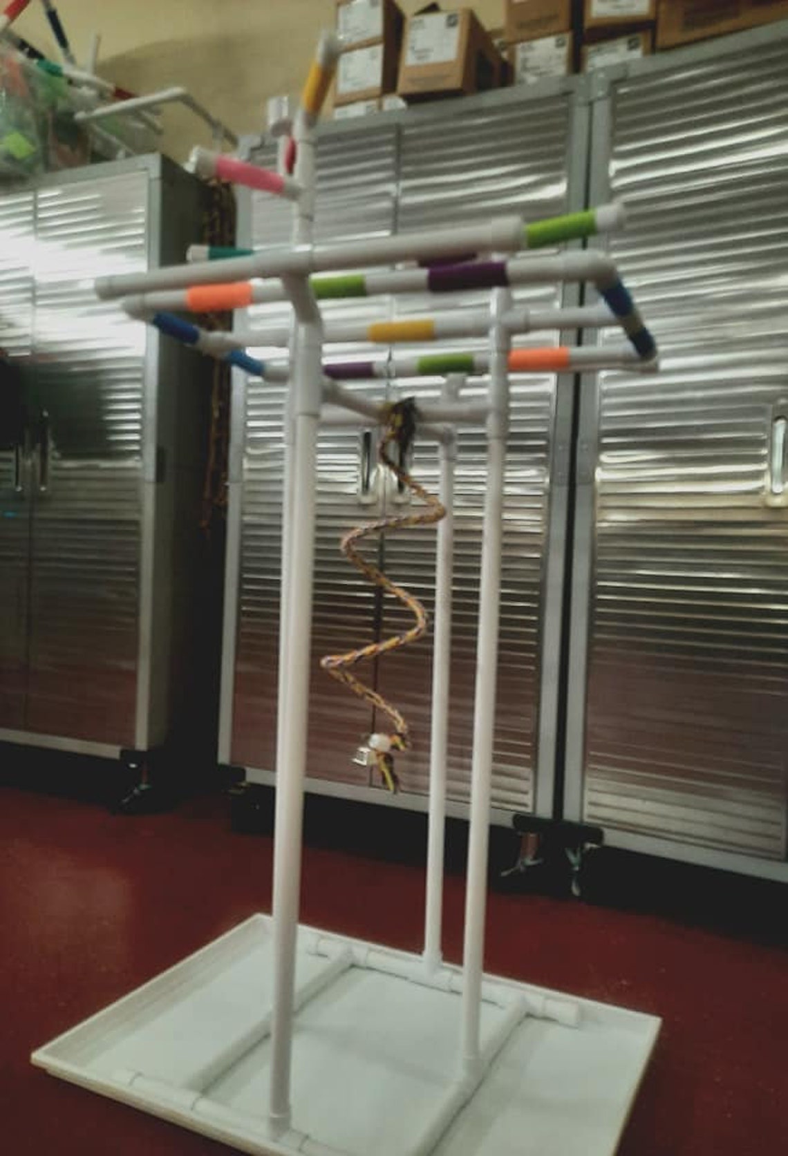 Deluxe Parrot Fun and Play! Pvc FLOOR Perch or Table Top Gym #16c,16b ...