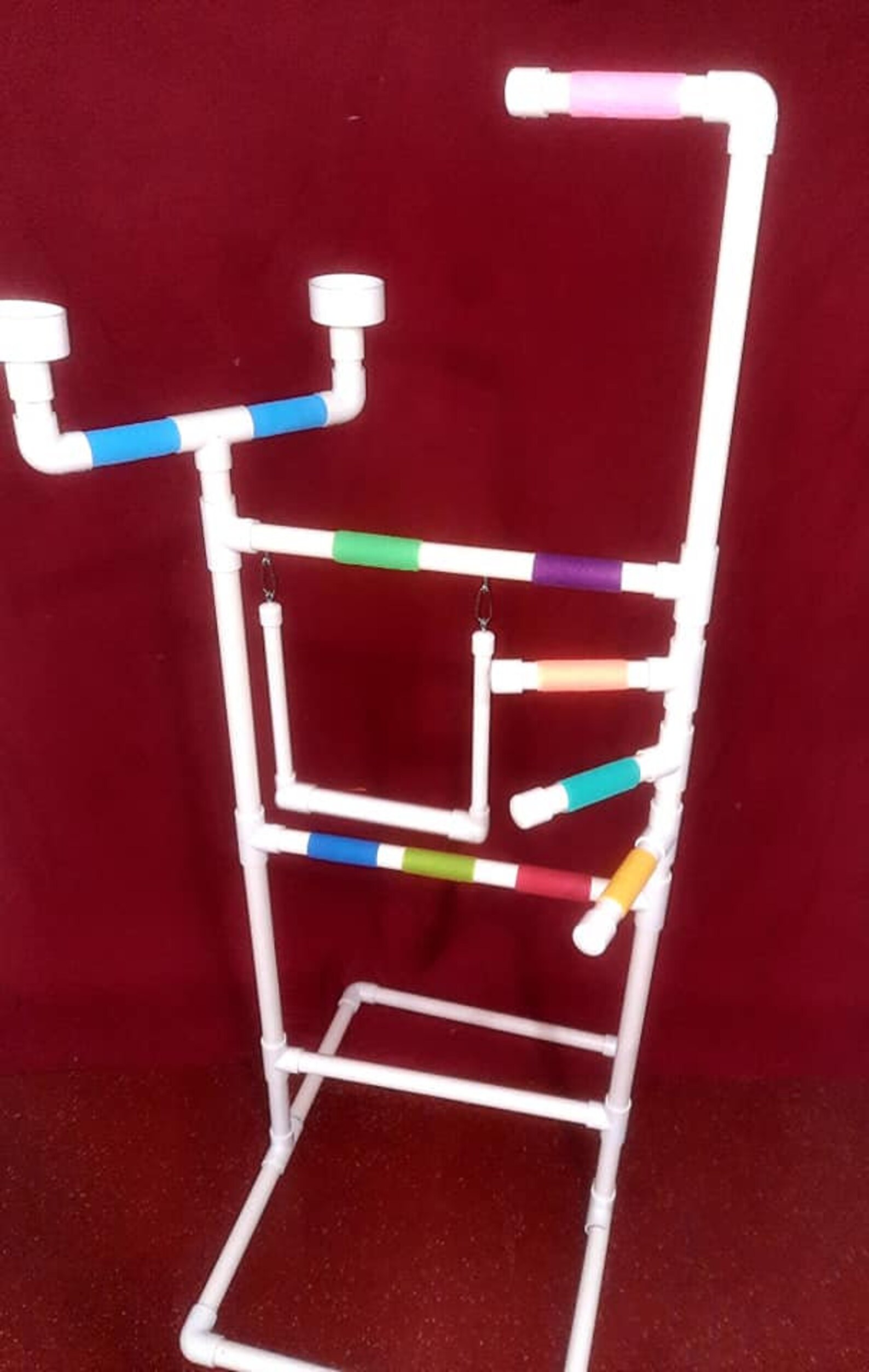 1" PVC Parrot Play Stand Textured Large Bird FLOOR PERCH ** With Swing ...