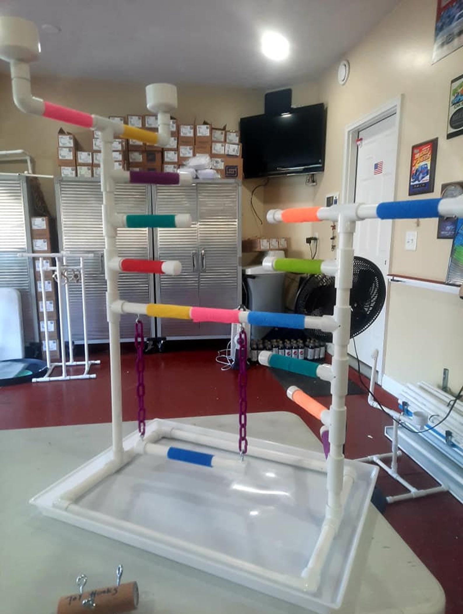 1/2" PVC Parrot Perch Fun Gym\stand With Steps, Pan and Swing! **FREE ...