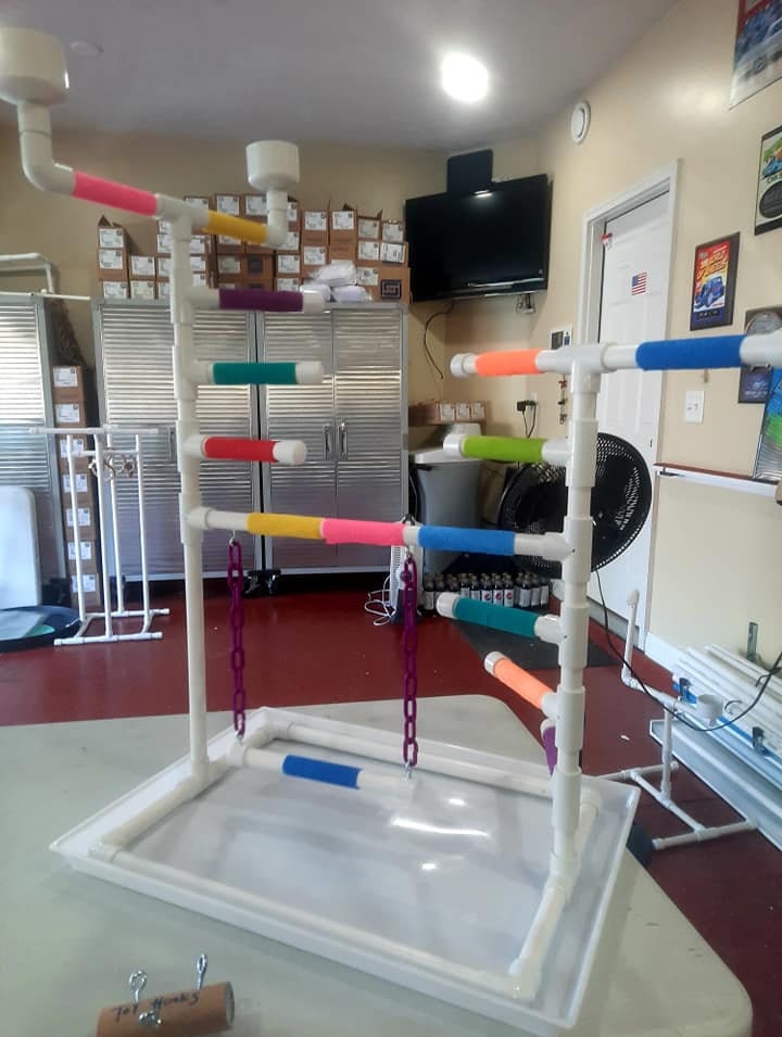1/2" PVC Parrot Perch Fun Gym\stand With Steps, Pan and Swing! **FREE ...