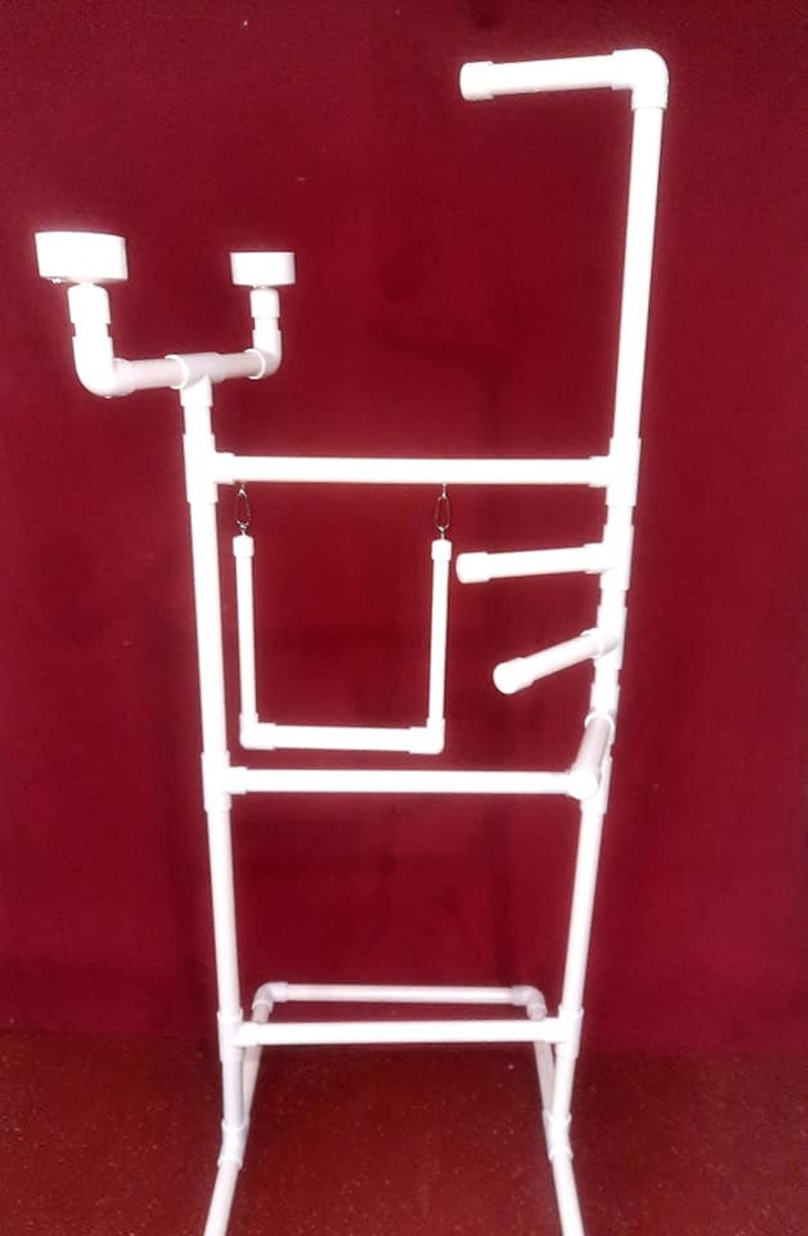 1" PVC Parrot Play Stand Textured Large Bird FLOOR PERCH ** With Swing ...