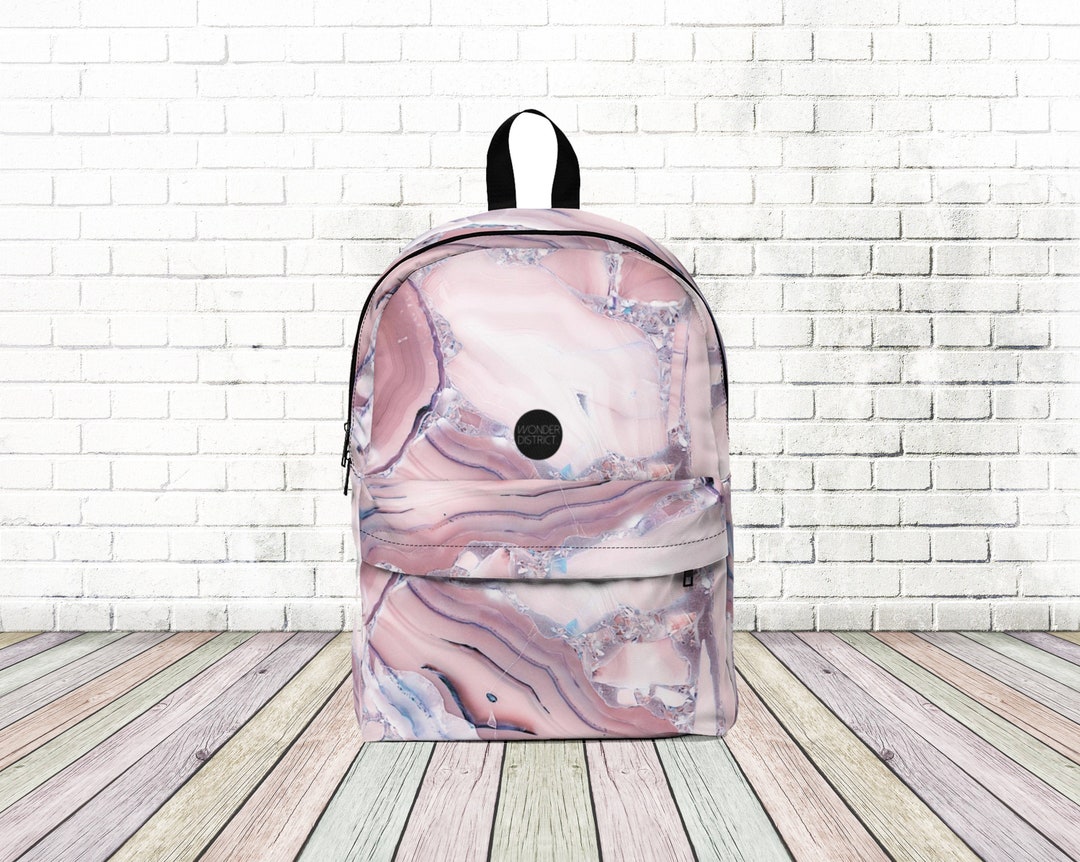 Light Pink Marble Backpack, Blush Pink Backpack, Marble Bag, Aesthetic ...