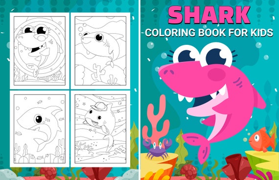 Drawing & Illustration Shark coloring book for kids 30 printable pages ...