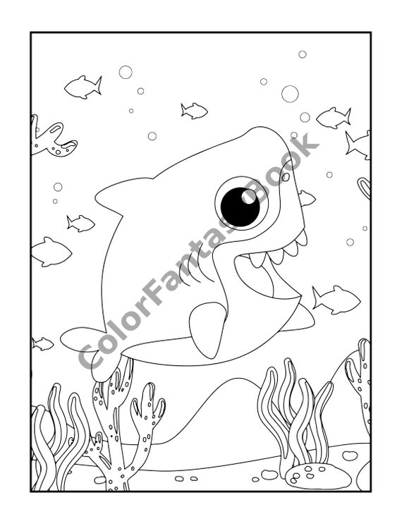 Drawing & Illustration Shark coloring book for kids 30 printable pages ...
