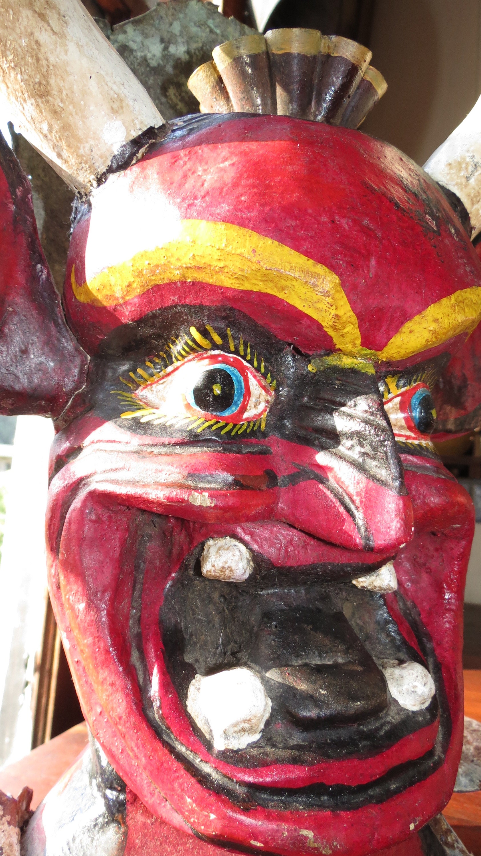 Antique Guerrero-guatemalan LARGE Hand-painted Hand-carved 1930's Red ...