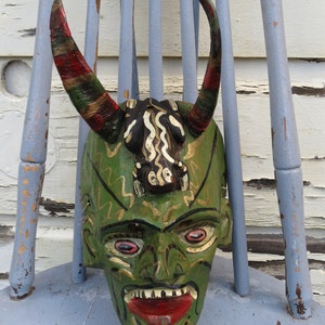 Antique Horned Guerrero Mask - Mexican Folk Art - Etsy