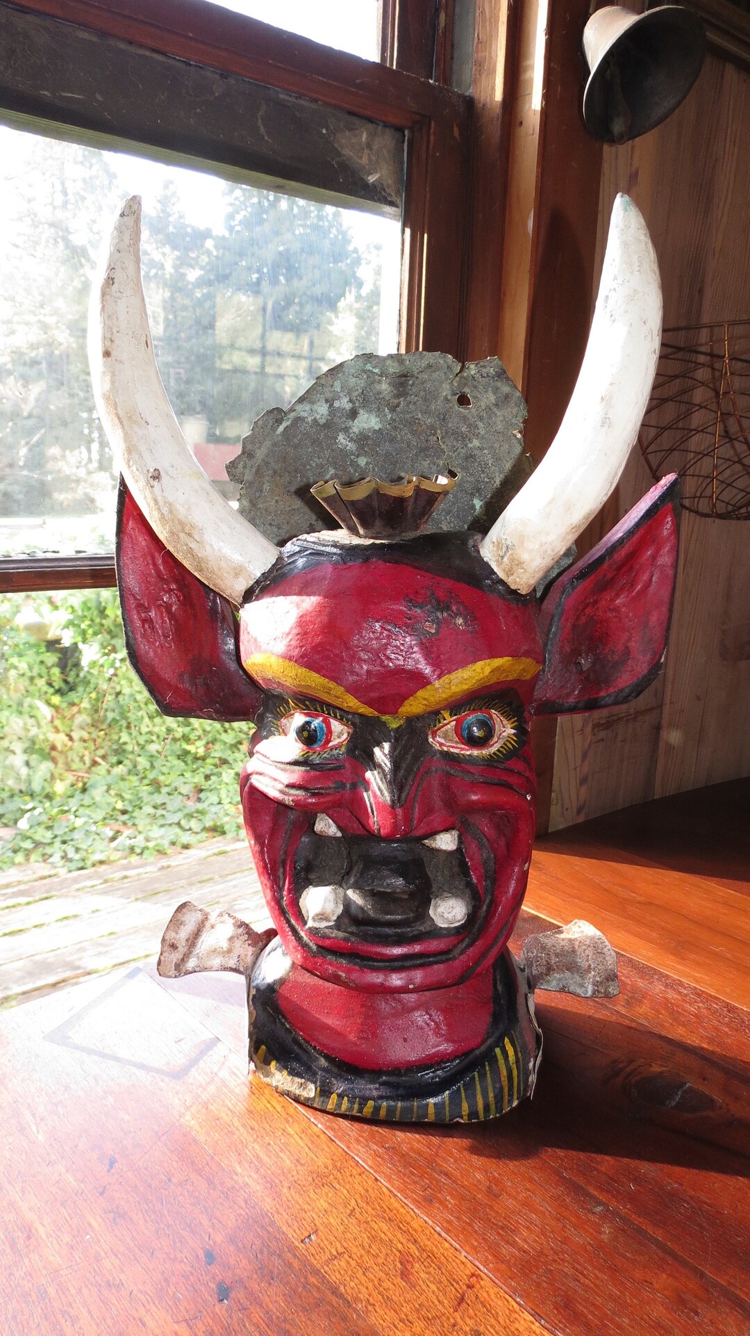 Antique Guerrero-guatemalan LARGE Hand-painted Hand-carved 1930's Red ...