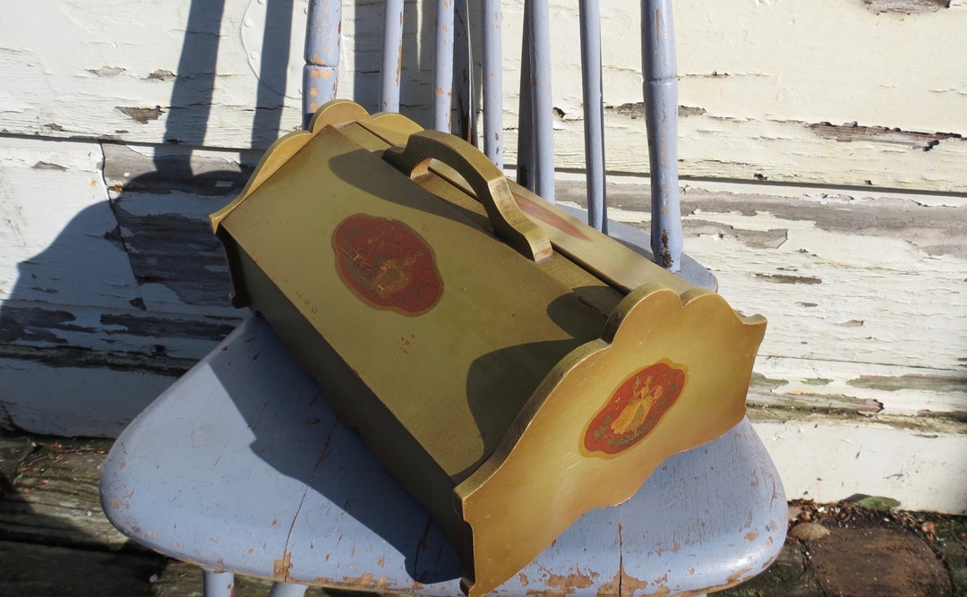 Vintage Fold-out Sewing Box Wooden, Olive Green With Victorian Era ...