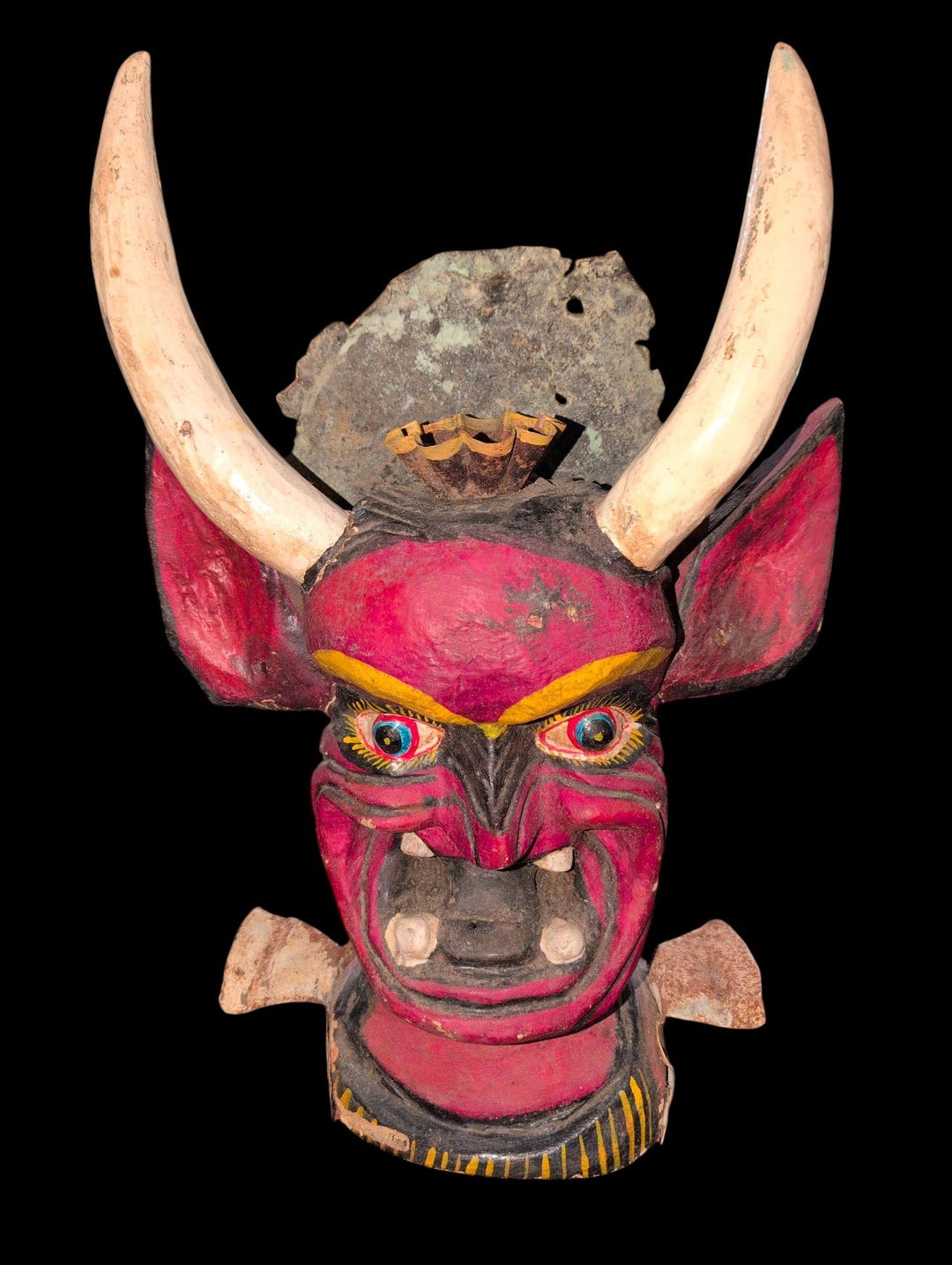 Antique Guerrero-guatemalan LARGE Hand-painted Hand-carved 1930's Red ...