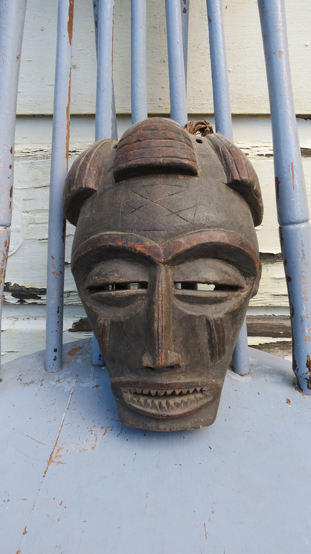 CHOKWE Pwo Mask With Netting Hand Carved Makishi Mask, Mwano Pwo - Etsy