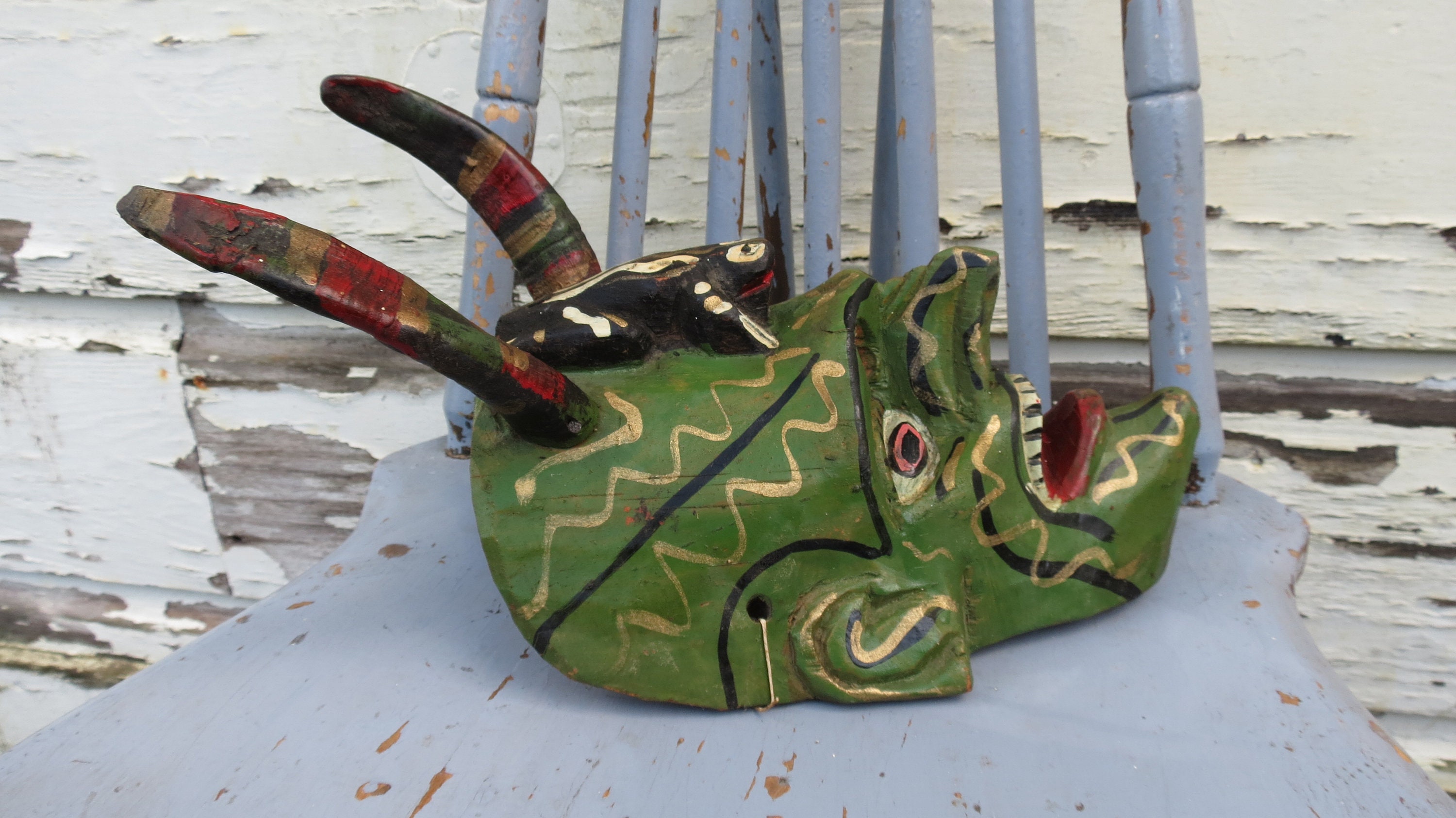 Antique Horned Guerrero Mask Mexican Folk Art - Etsy