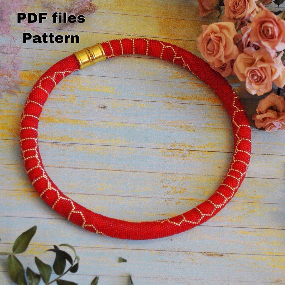 Pattern for Bead Crochet Necklace Snake Pattern Necklace Red - Etsy