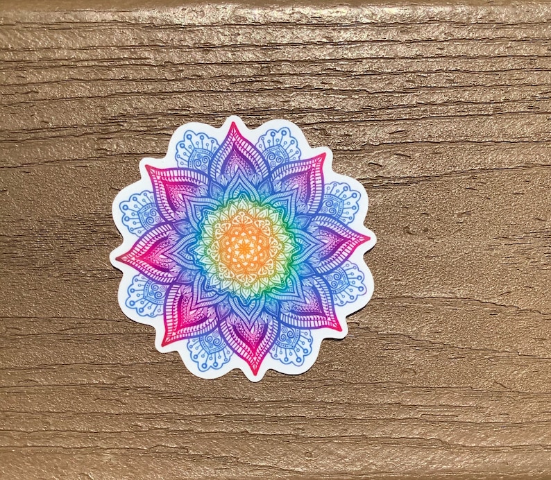 Colorful Mandala Sticker for Laptops, Water Bottles, Etc. Waterproof ...