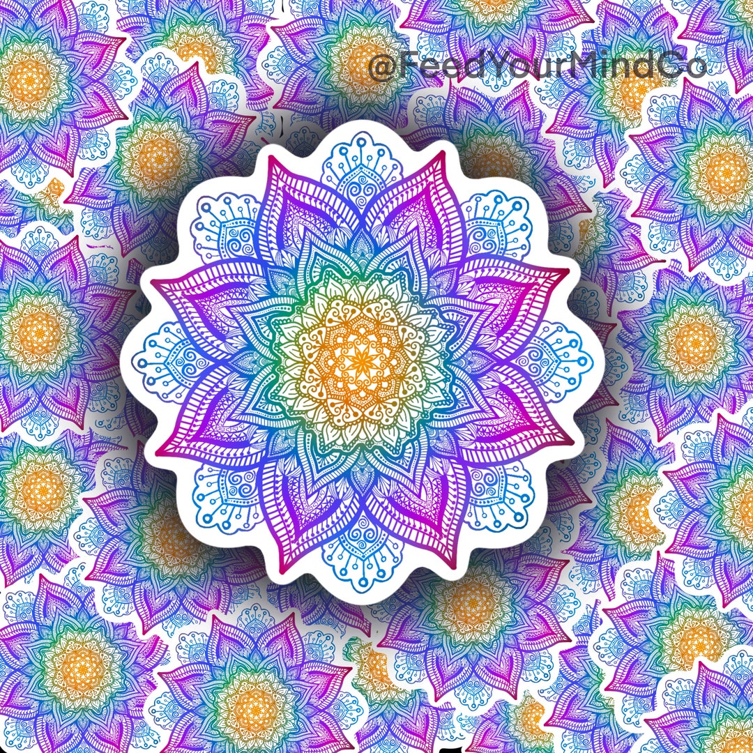 Colorful Mandala Sticker for Laptops, Water Bottles, Etc. Waterproof ...