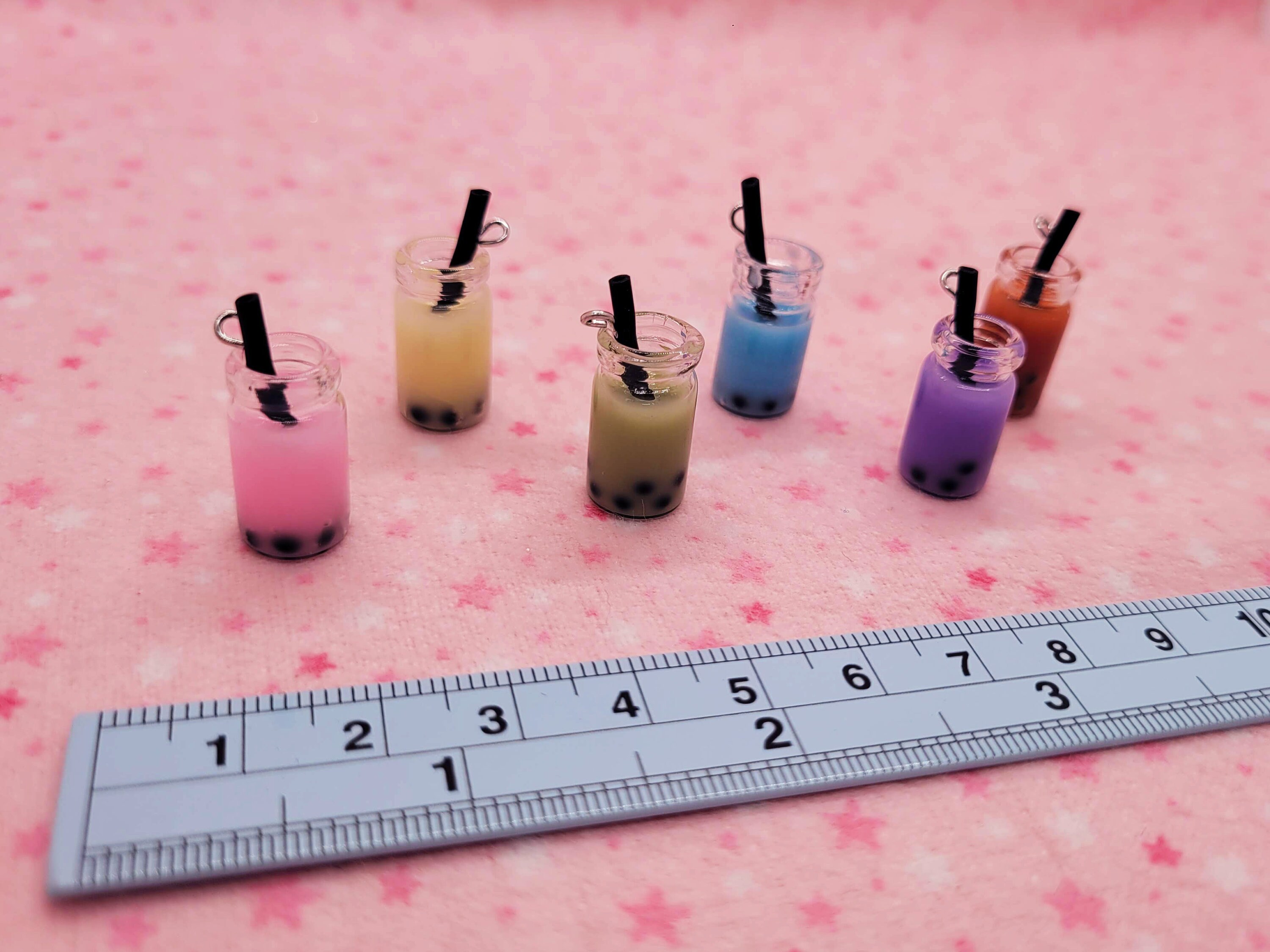 6pcs Boba Pearl Drink Charms ~ Milk Tea Pendants ~ Bubble Tea Charm ~ 6 ...