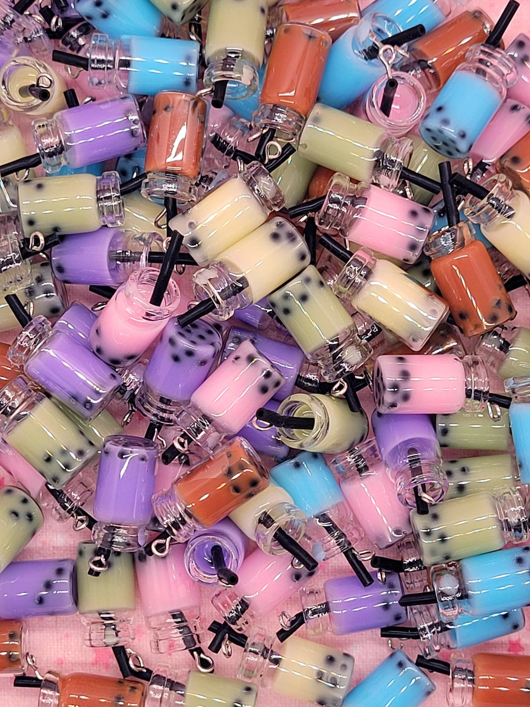 6pcs Boba Pearl Drink Charms ~ Milk Tea Pendants ~ Bubble Tea Charm ~ 6 ...