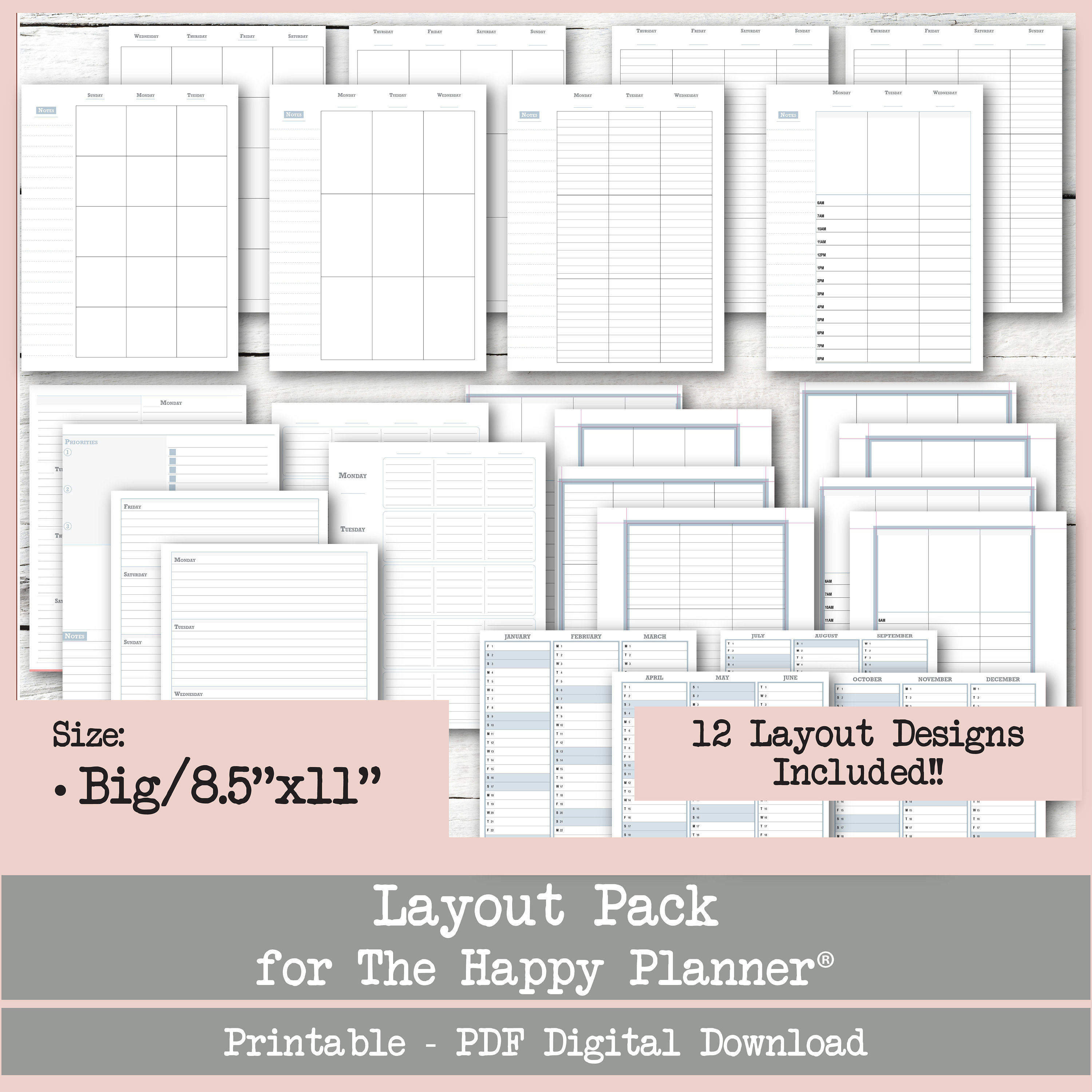 Layout Pack for the Happy Planner® Size: Big 8.5x11 PDF Printable ...