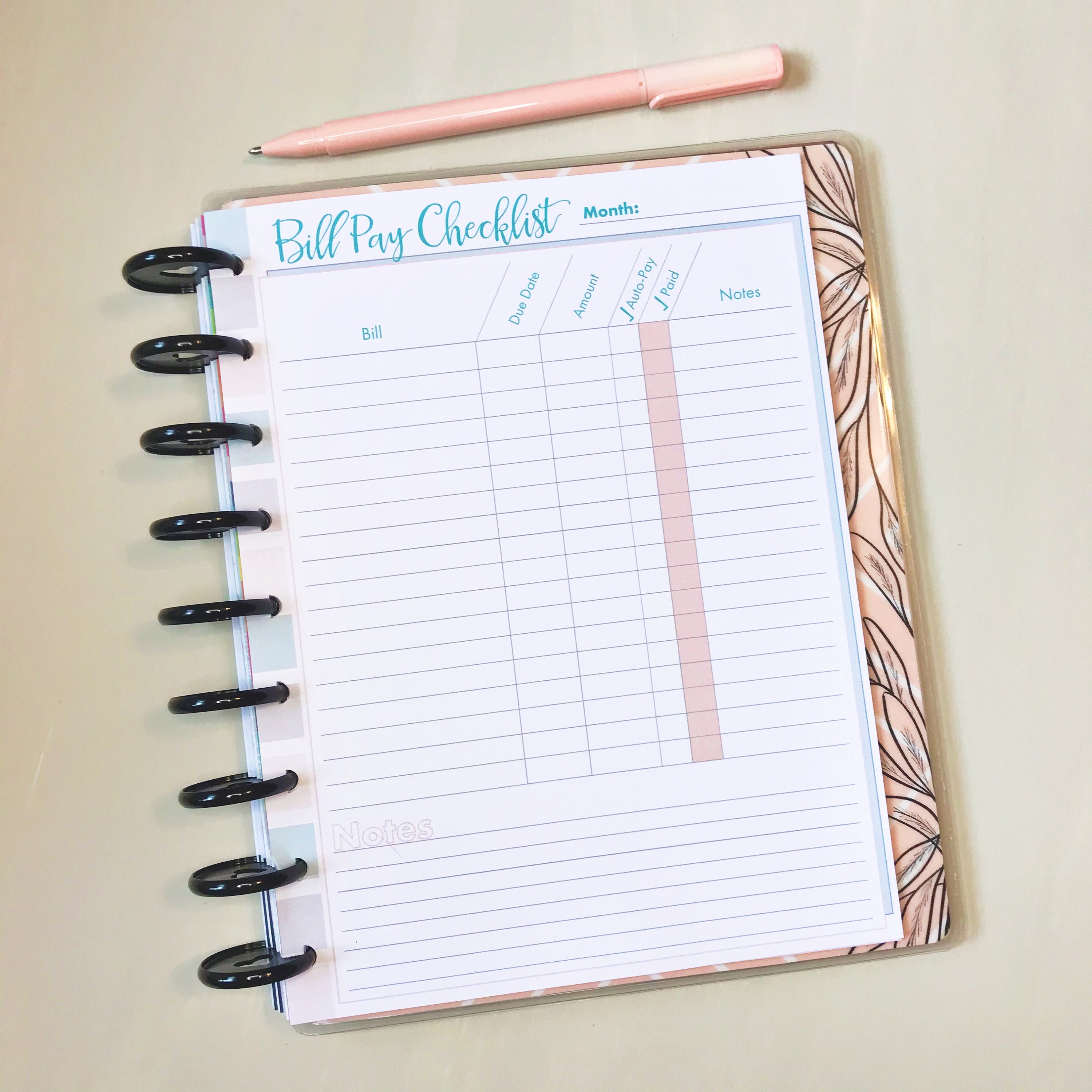 Monthly Bill Pay Checklist - Minimalist - Size: Classic and Big (8.5" X ...