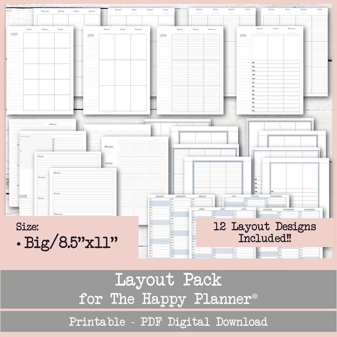 Layout Pack for the Happy Planner® Size: Big 8.5x11 PDF - Etsy