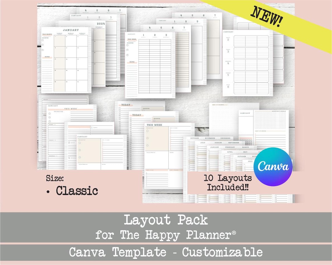 Canva Layout Pack for the Happy Planner® - Size: Classic - Etsy