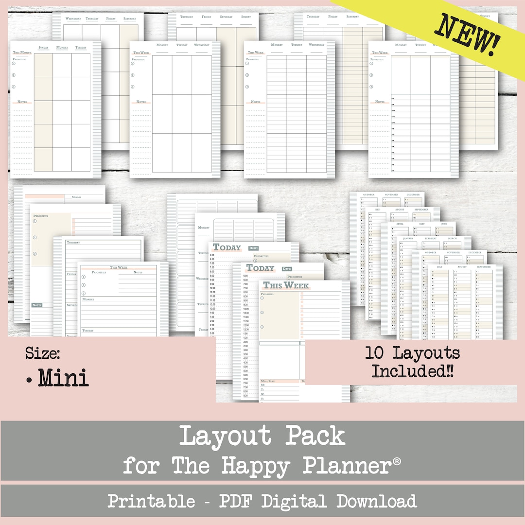 Layout Pack for the Happy Planner® Size: Mini Happy Planner® Printable ...