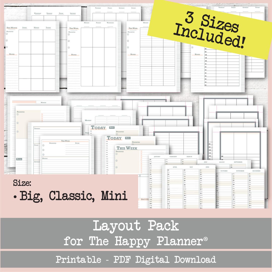 Layout Pack Bundle - for the Happy Planner - Includes: Big, Classic ...
