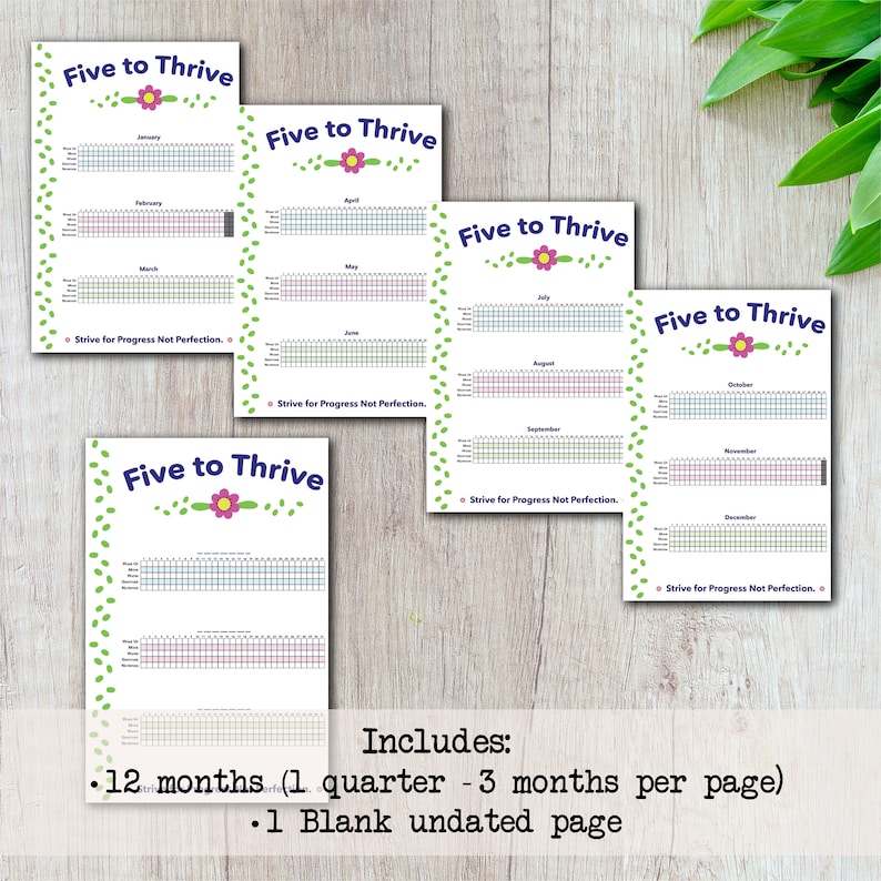 Five to Thrive Tracker Printable PDF Florals Size: Classic | Etsy