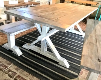 White Distressed Dining Table - Etsy