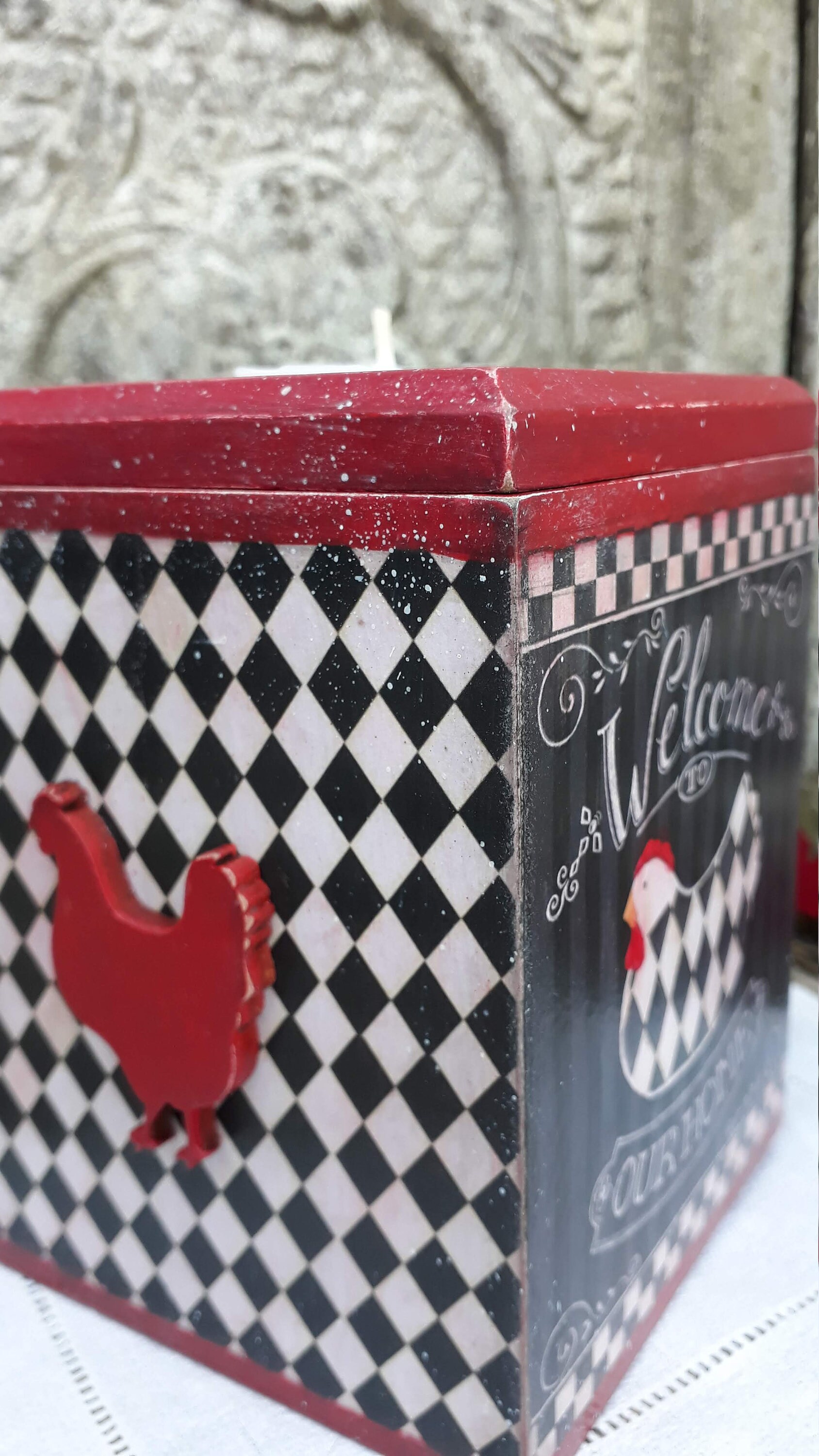 Wooden Rooster Box With Lid Tealight Holder, Vintage Look Box ...