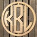 Wood Monogram, Circle Monogram, Unpainted Monogram, Unfinished Monogram ...