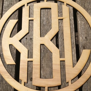 Wood Monogram, Circle Monogram, Unpainted Monogram, Unfinished Monogram ...