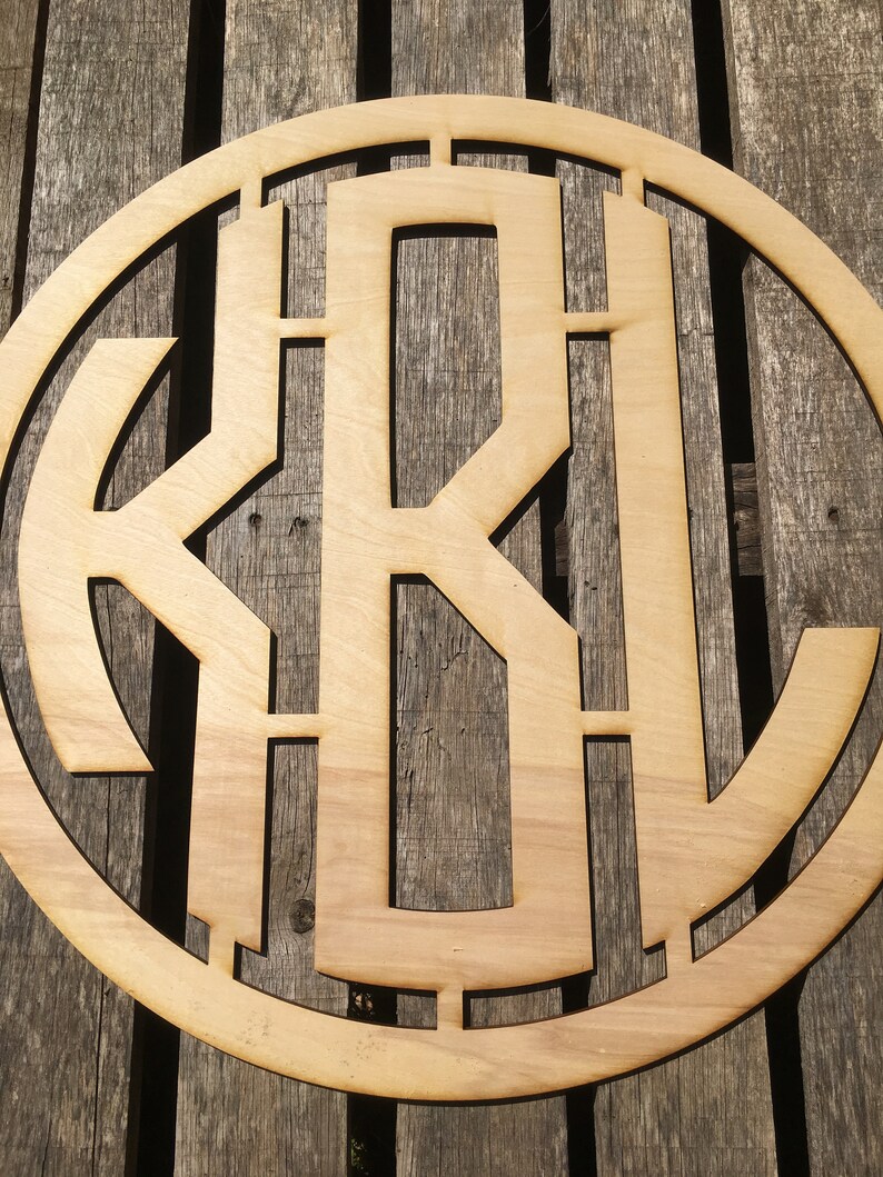 Wood Monogram Circle Monogram Unpainted Monogram Unfinished | Etsy