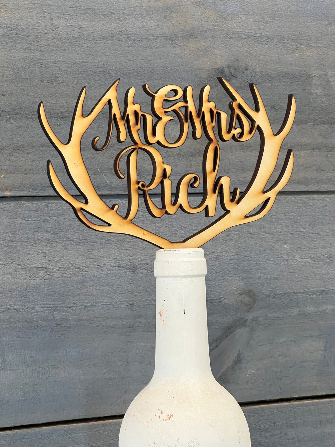Wedding Cake Topper, Antler Cake Topper, Wooden Cake Topper, Antler ...