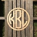 Wood Monogram, Circle Monogram, Unpainted Monogram, Unfinished Monogram ...
