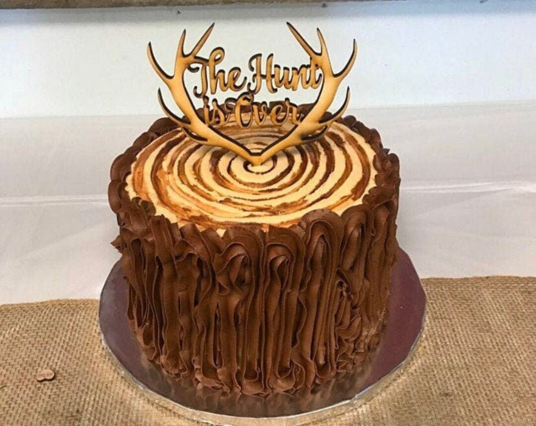 Wedding Cake Topper, the Hunt is Over, Deer Antlers, Bridal Shower ...
